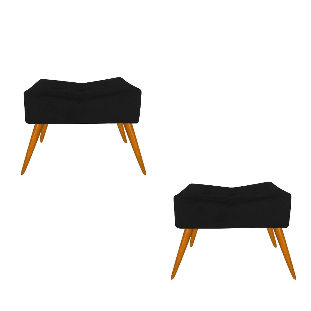 Kit 02 Puff Decorativo Gabriela Preto Pés Palito para Sentar ...