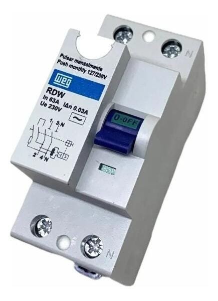Interruptor Diferencial Dr 63A 30Ma Bipolar Rdw30-63-2 Weg | MadeiraMadeira