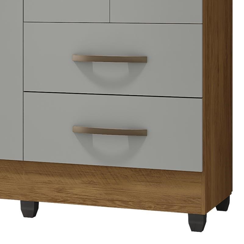 Guarda Roupa Casal Honduras 6 Portas e 4 Gavetas Concreto/Freijó - PR ...