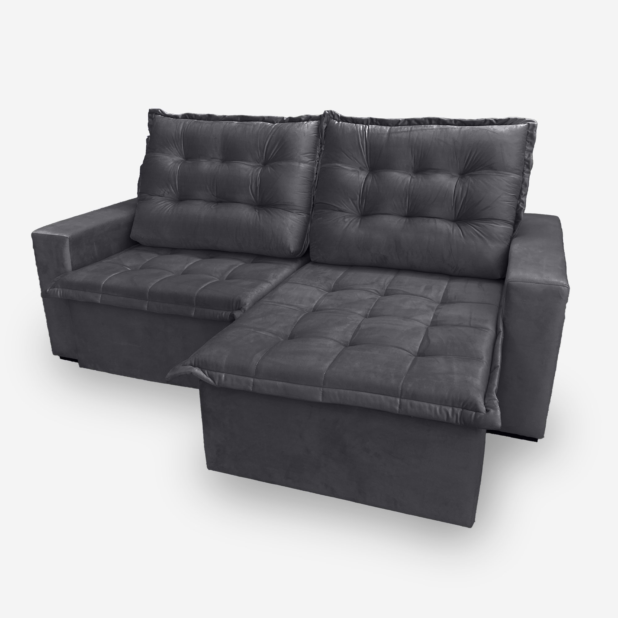 Sofá MOSCOW 5 Lugares 2,70 metros Veludo - 10 Cinza | MadeiraMadeira