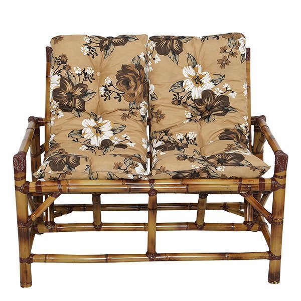 Sofá de Bambu 2 Lugares com Almofadas Zenaide Marrom | MadeiraMadeira