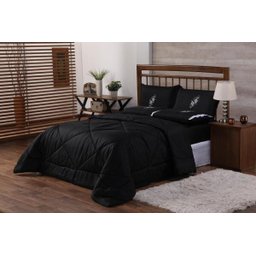 Kit Edredom King Confort 06 Pçs Preto | MadeiraMadeira