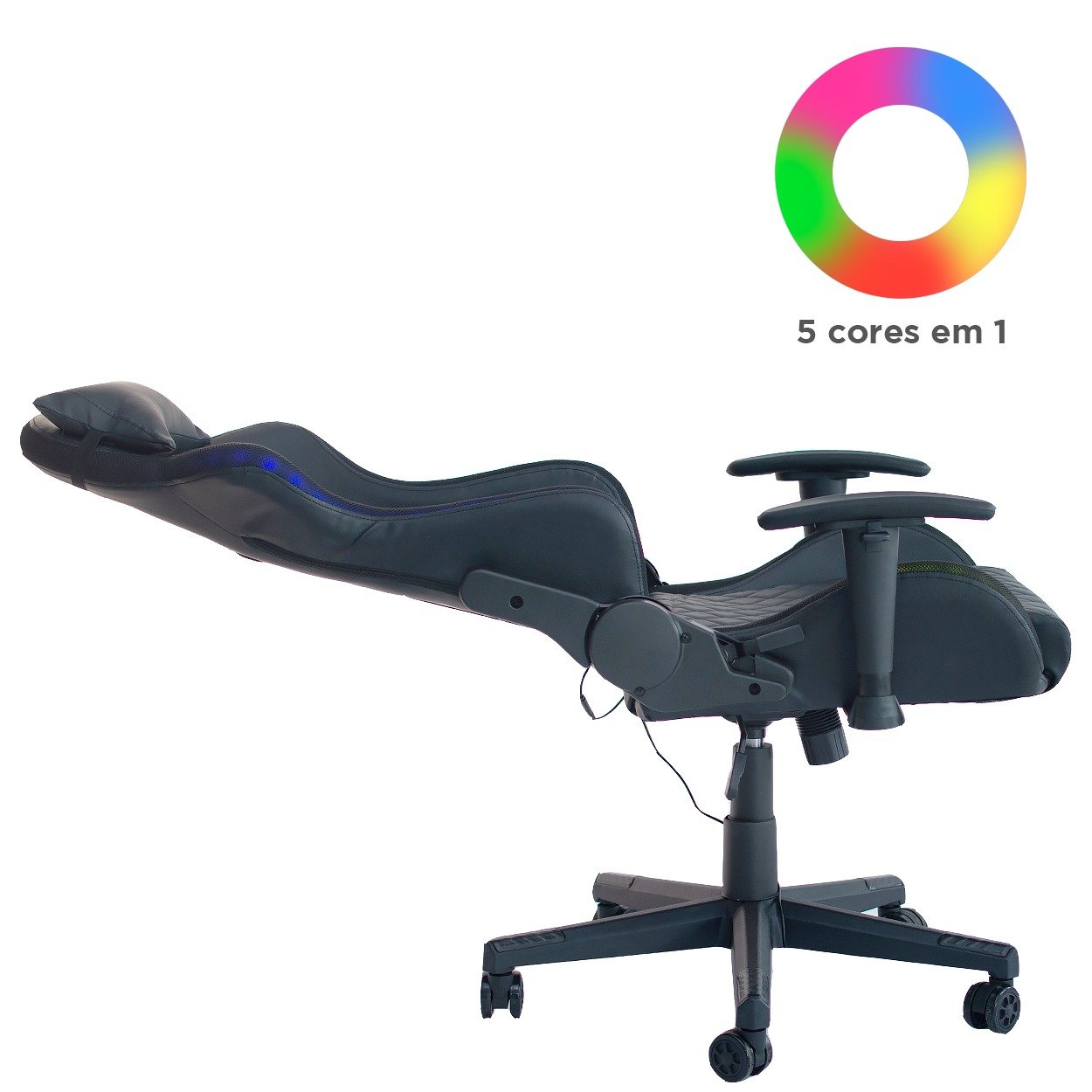 Cadeira Gamer LED Preta com Iluminação | MadeiraMadeira