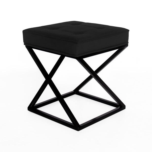 Puff Decorativo Tokyo Quadrado Base de Ferro Preto Suede Preto ...