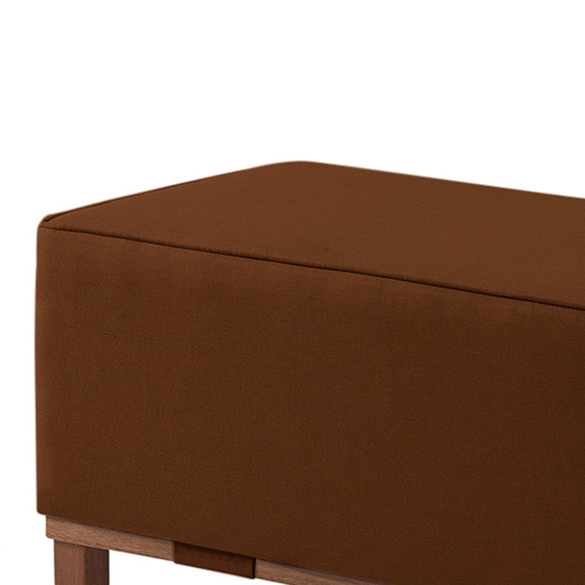 Puff Retangular de Linho para Sala - Terra Cota | MadeiraMadeira