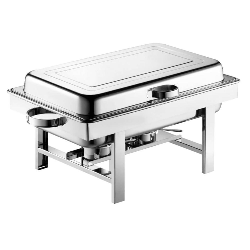 Rechaud Gastronômico Duplo Retangular 8l com 2 Cubas 1/2 Aço Inox ...