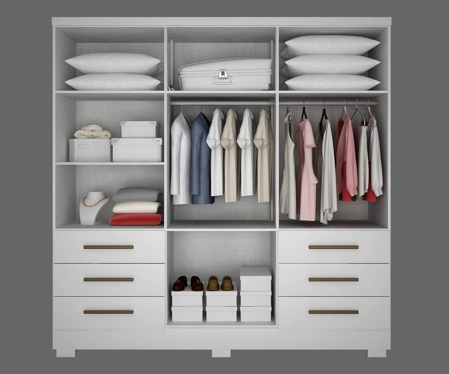 Guarda Roupa Solteiro com Espelho com Pés 6 Portas 6 Gavetas - Encant ...