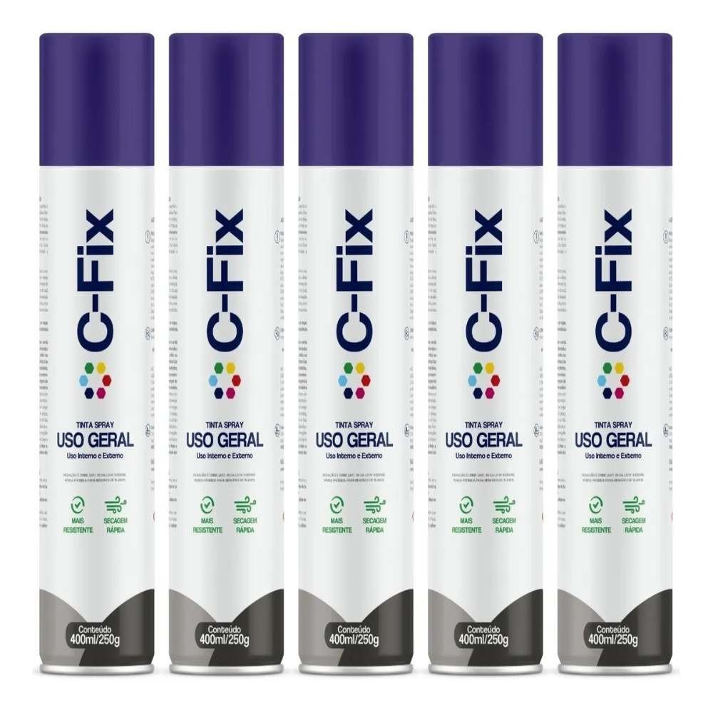 Kit 5 Tintas Spray Violeta Escuro Uso Geral In/ex 400ml Cfix | MadeiraMadeira