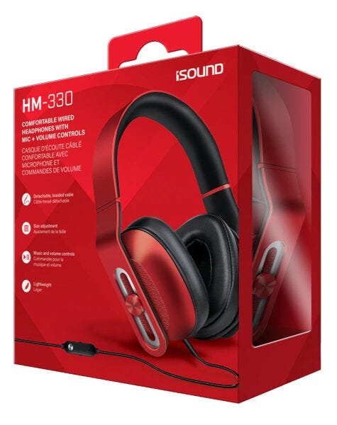 Headphone C/Mic Hm-330 e Controle No Cabo - Vermelho | MadeiraMadeira