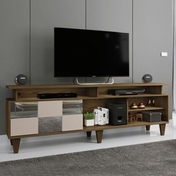 Rack para TV até 65 Polegadas Atlanta Mavaular- Canion Soft/Off White ...