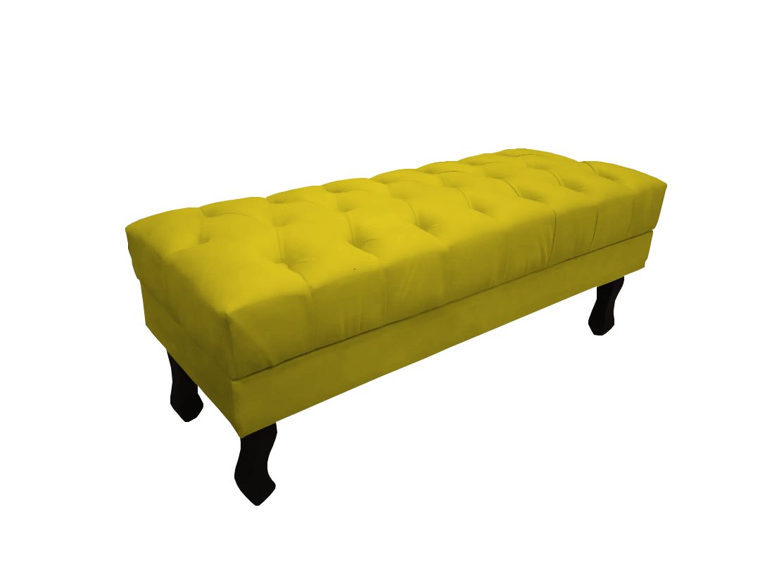 Recamier Baú Luis Xv Capitonê Retrô 120 cm Suede Amarelo Mz Decor ...