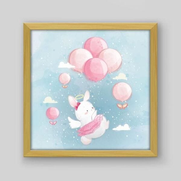 Quadro Infantil Angelical - 30x30cm - Moldura Padrão Madeira ...