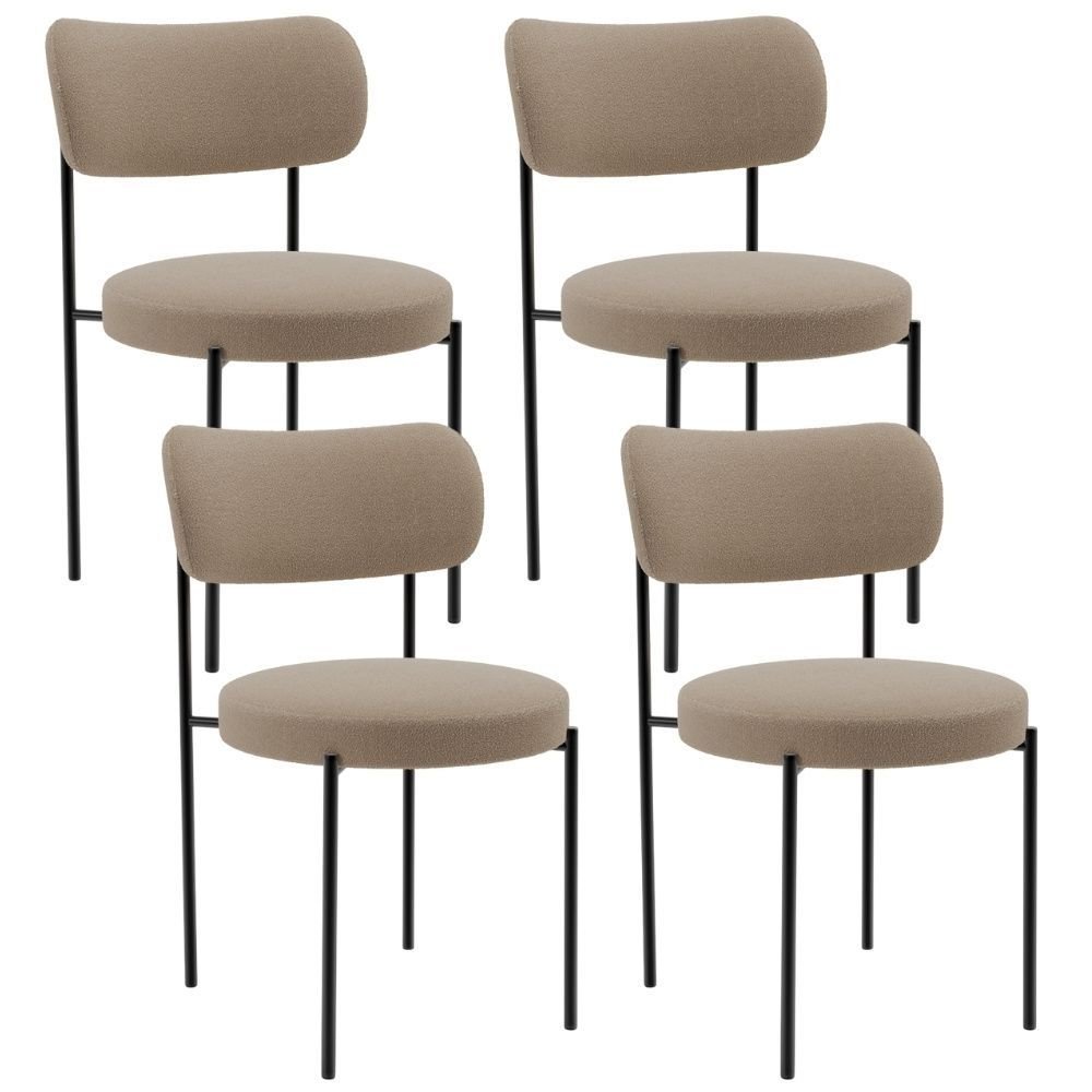 Kit 04 Cadeiras Estofadas para Sala de Jantar Louise L02 Bouclê Bege - Lyam Decor | MadeiraMadeira