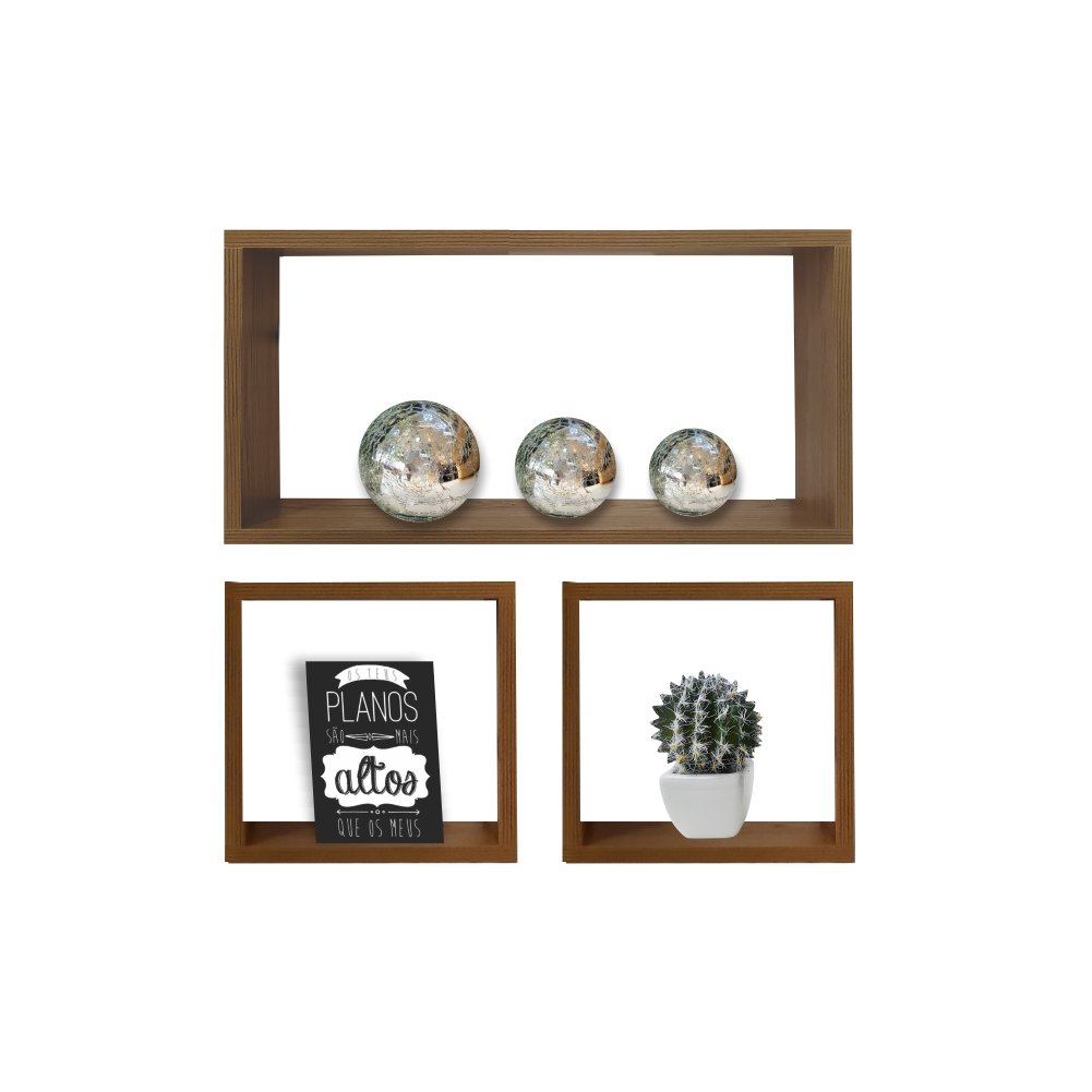Kit Nicho Decorativo Retangular MDF Amadeirado 3 pçs 15cm profundidade ...
