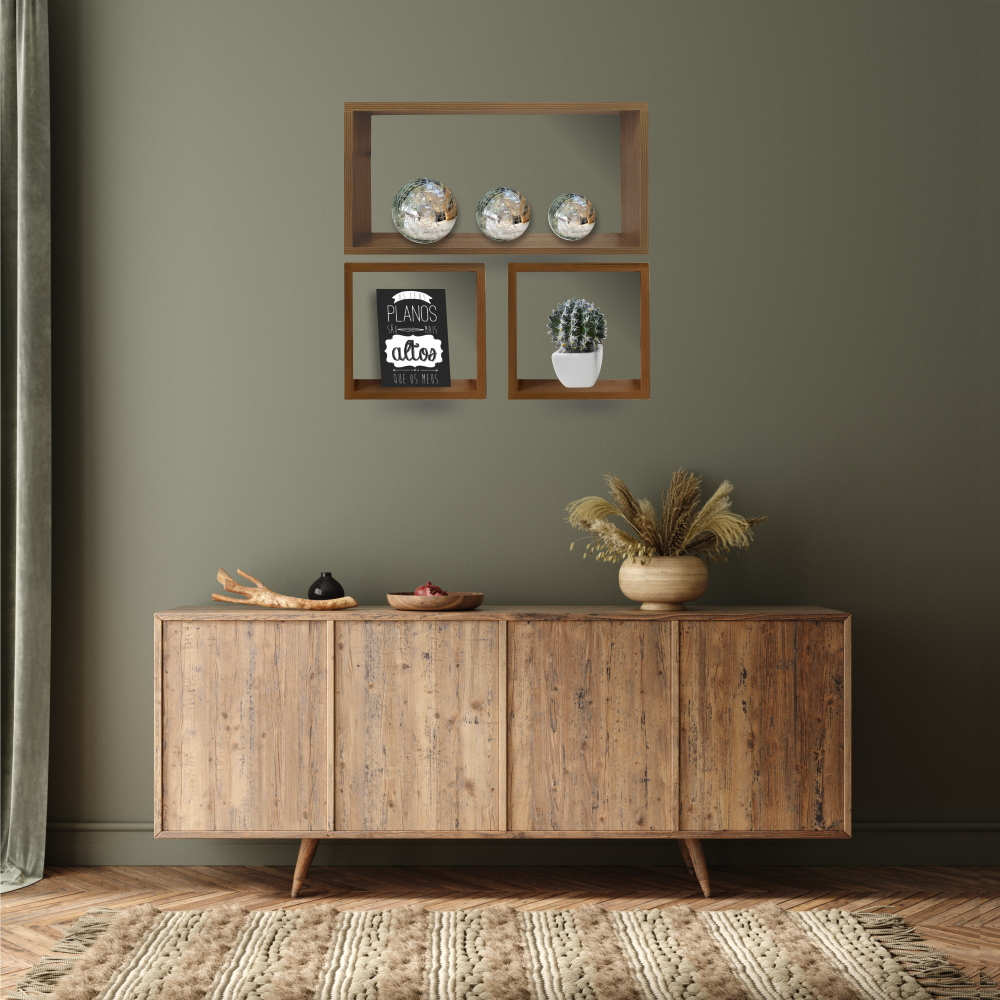 Kit Nicho Decorativo Retangular MDF Amadeirado 3 pçs 15cm profundidade ...