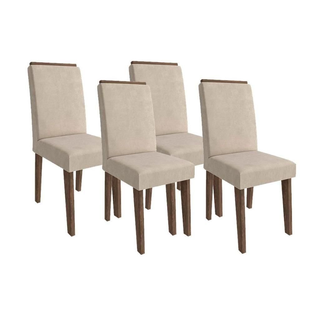 Kit 4 Cadeiras de Cozinha Milena 4 Un Marrocos- Suede Bege Cimol ...
