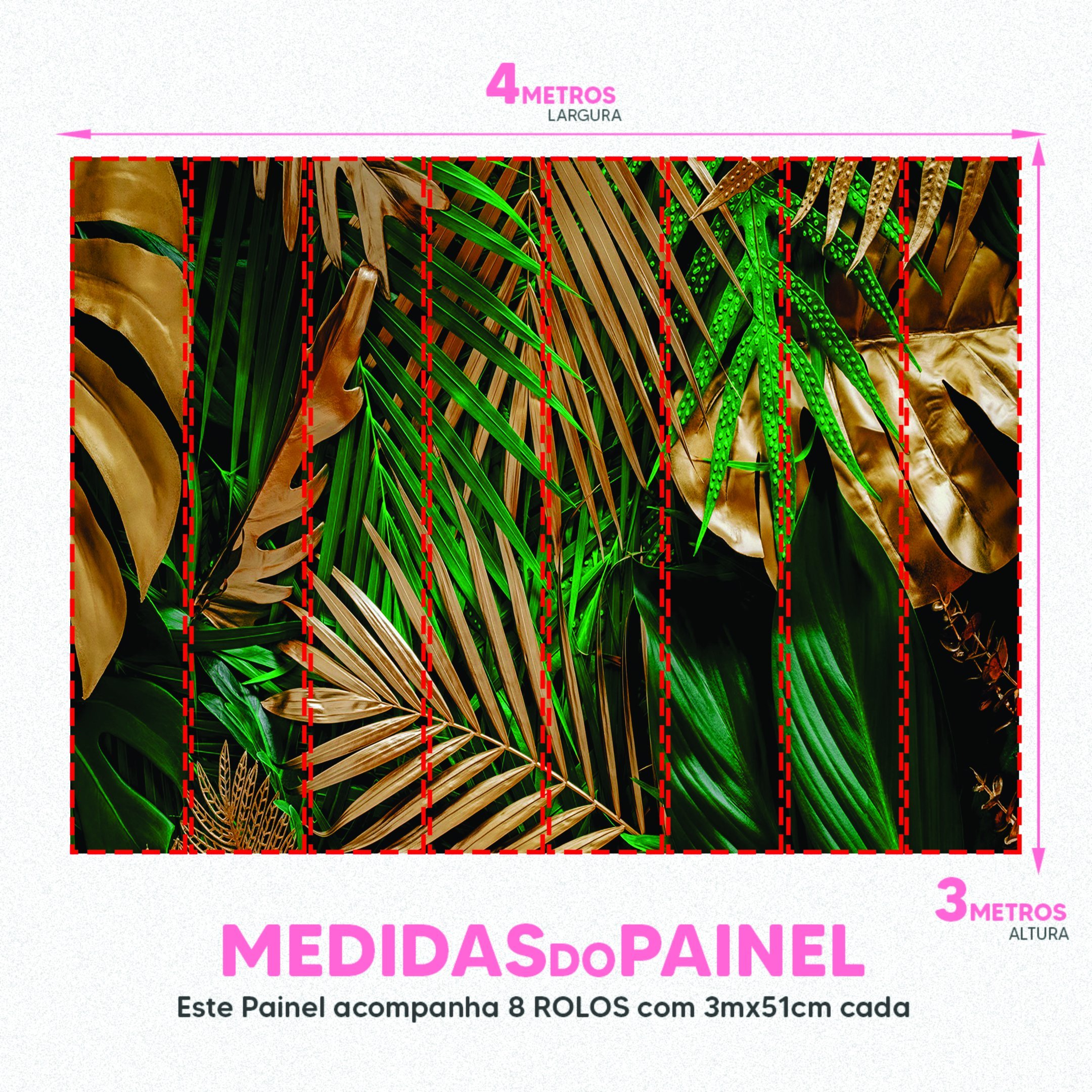 Papel de Parede 3D Painel 4M Folha Pinheiro Esverdeado Adesivo realista ...