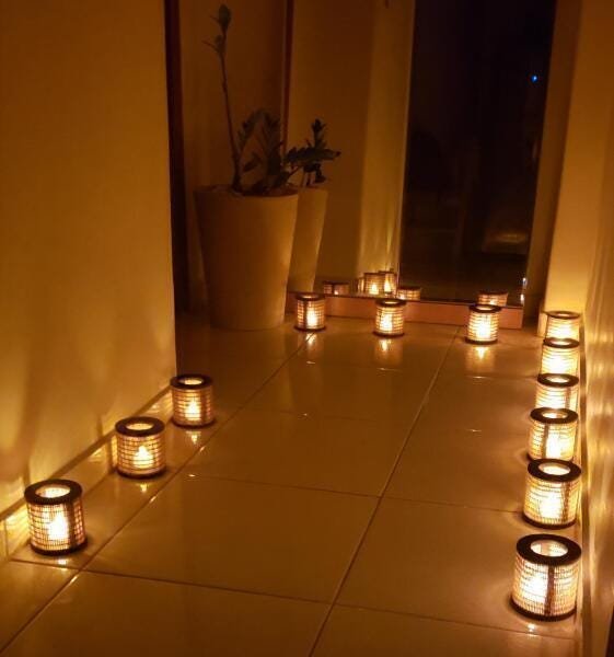 3 Mini Luminária Lanterna Decorativa Vela Led Bambu | MadeiraMadeira