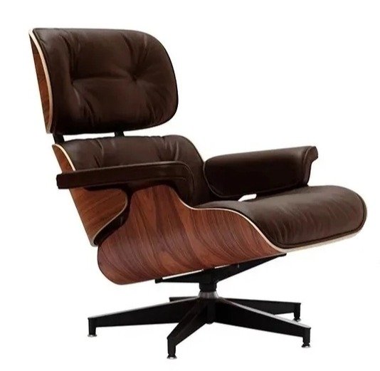 Poltrona Charles Eames com Puff em Couro Natural Cor Marrom - Marrom ...