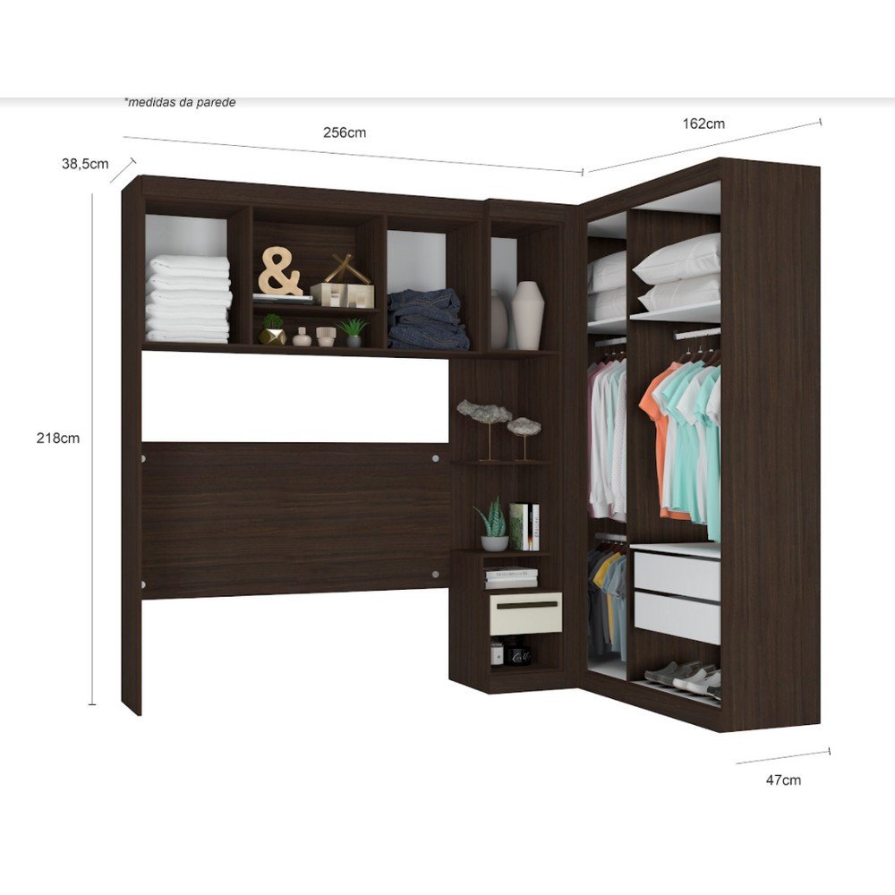 Guarda Roupa Casal Modulado Star Completo 6 Portas 3 Gavetas Poliman ...