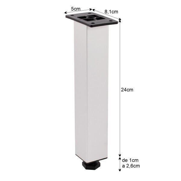 Kit 6 Pés Reguláveis 24cm a 27cm em Alumínio para Prateleiras e Balcões ...