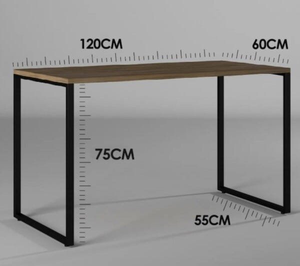 Escrivaninha de Escritório Office Estilo Industrial 1,20M | MadeiraMadeira