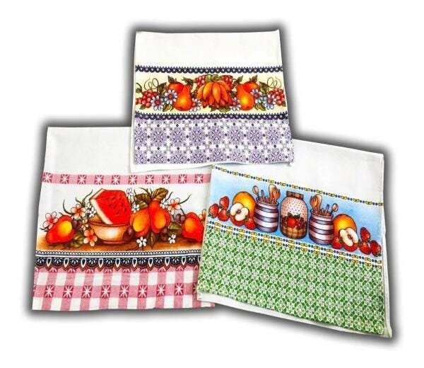 Pano De Prato Bainha Estampado Barrado 67X41 - 50 Unidades | MadeiraMadeira