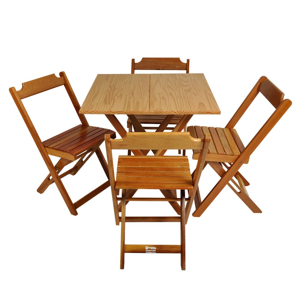 Conjunto Mesa E 4 Cadeiras Mel Encosto Reto - Madesil | MadeiraMadeira