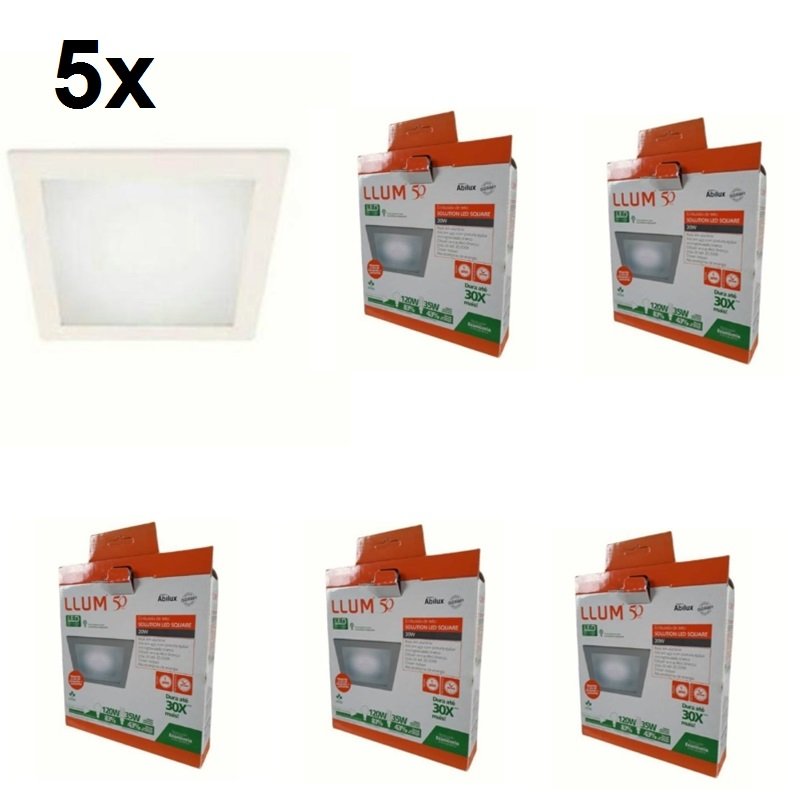 Kit 5 Luminária Emb LED Solution Square 10W 6000K 127V Lumi-Lar ...