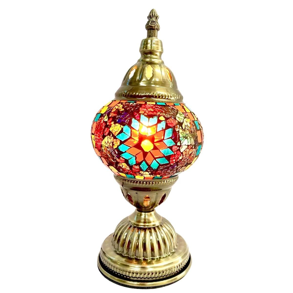 Abajur Turco Mosaico Metal Vidro Mesclado Bivolt 28 Cm | MadeiraMadeira