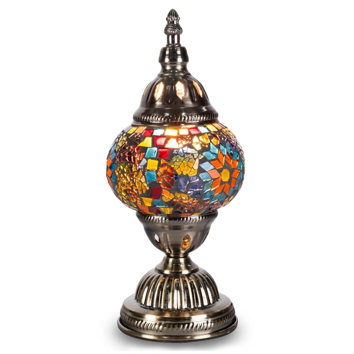 Abajur Turco Mosaico Metal Vidro Mesclado Bivolt 28 Cm | MadeiraMadeira