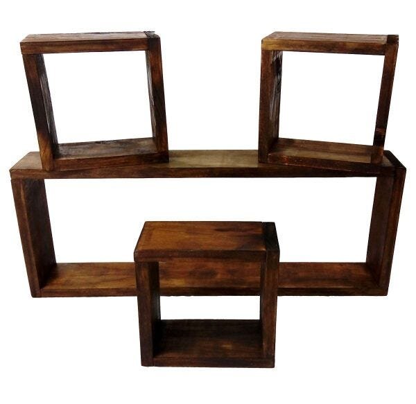 Kit Nicho Decorativo Madeira Rústico Conjunto 4PÇ | MadeiraMadeira