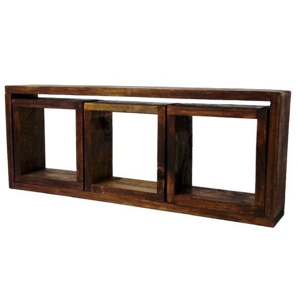 Kit Nicho Decorativo Madeira Rústico Conjunto 4PÇ | MadeiraMadeira