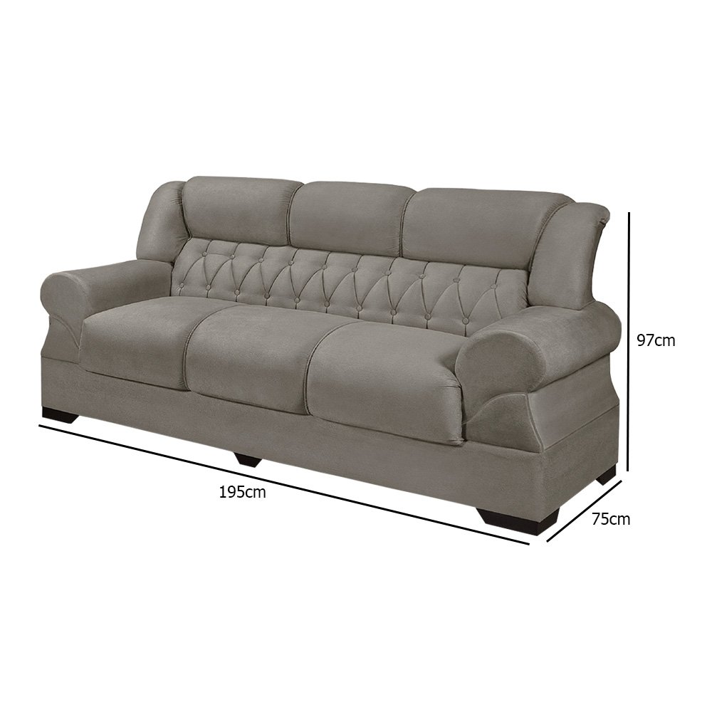 Sofá 3 Lugares D23 Suede Capuccino Silvaflex Supremo 195X75X97 | MadeiraMadeira