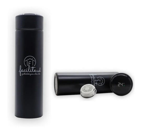 Garrafa Térmica Preta Com Visor De Temperatura Display Led 480ml - X0-SJ7J-NY7T | MadeiraMadeira
