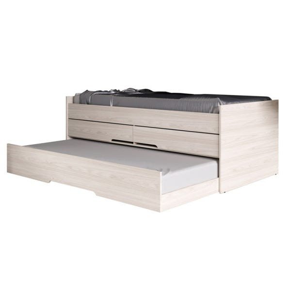 Cama Bibox Solteiro Robel Juliette com 2 Gavetas Vanilla | MadeiraMadeira