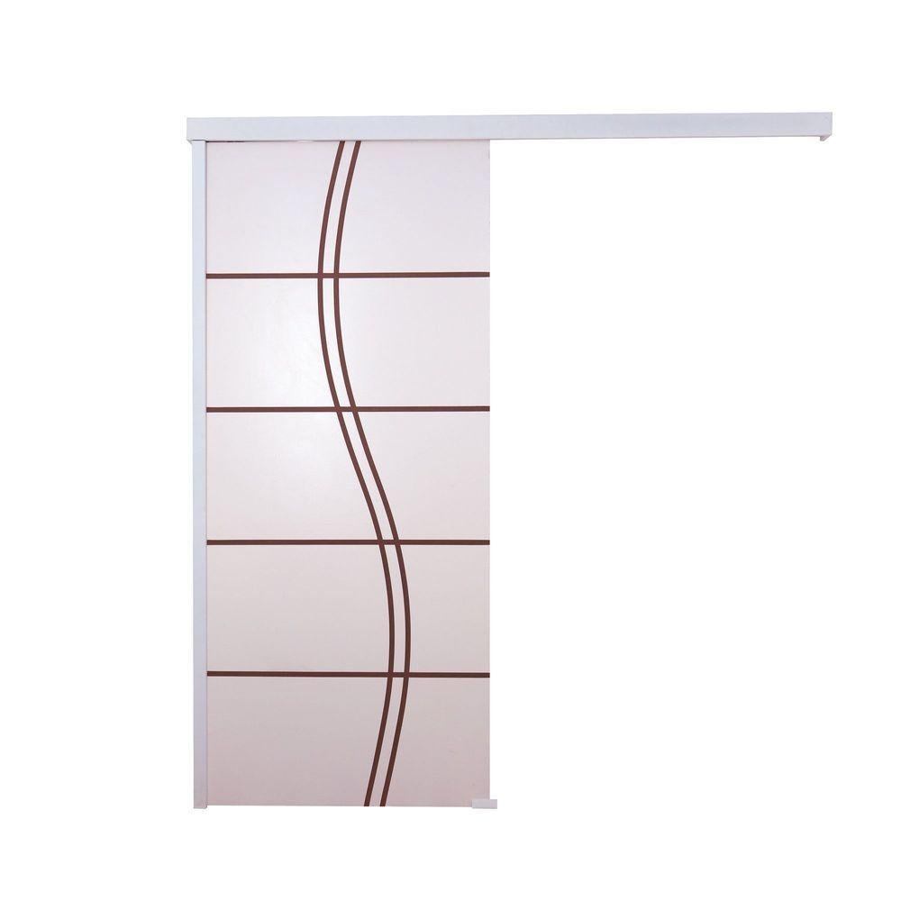 Porta de Correr Branco Prime Frisada Fs Duplo 210x110 | MadeiraMadeira