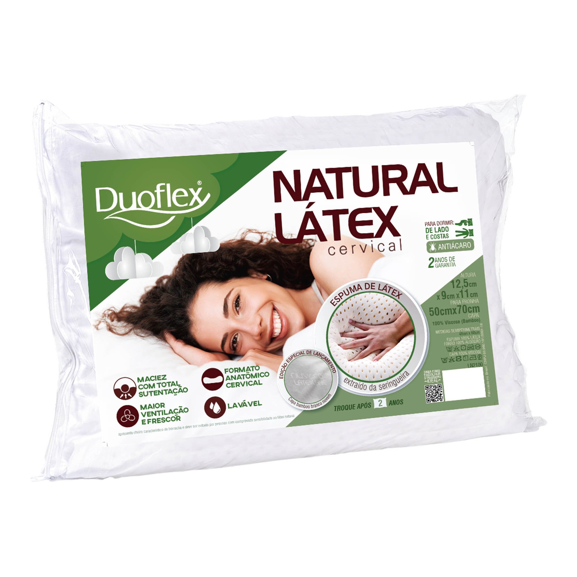 Travesseiro Duoflex Natural Látex Cervical, Macio, 50 x 70 cm ... Travesseiro Duoflex Natural Látex Cervical, Macio, 50 x 70 cm ...