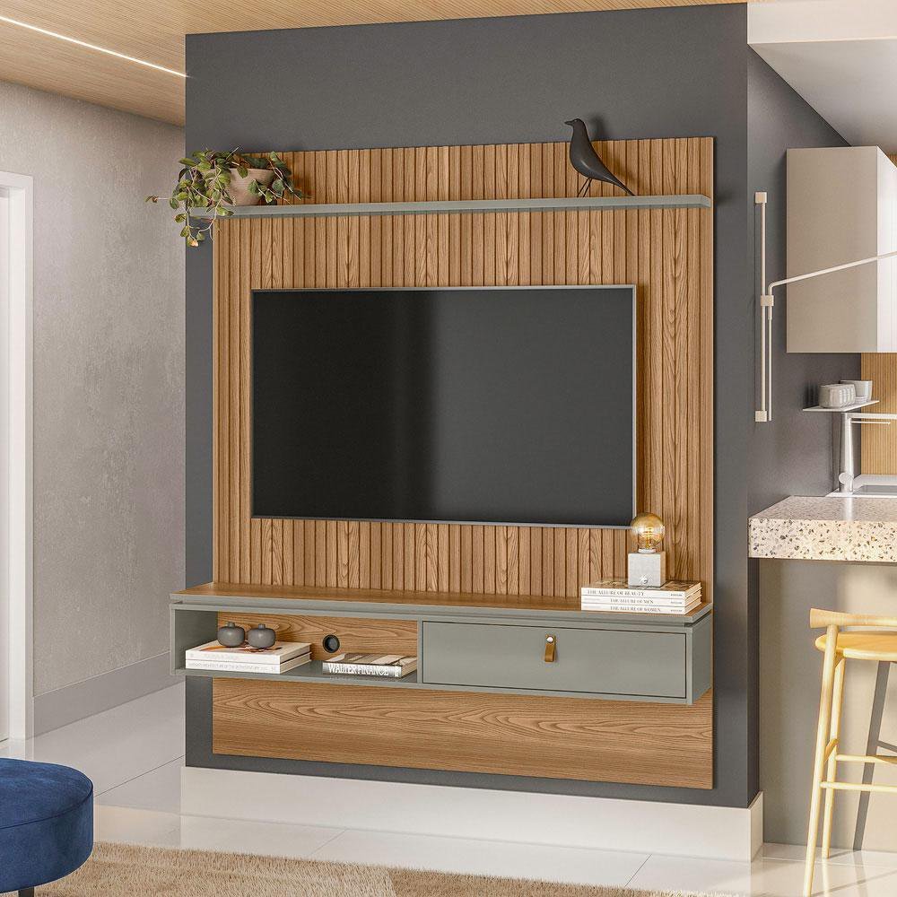 Painel Home para TV até 65" Lumini Amendoa/Titanio Linea Brasil ...