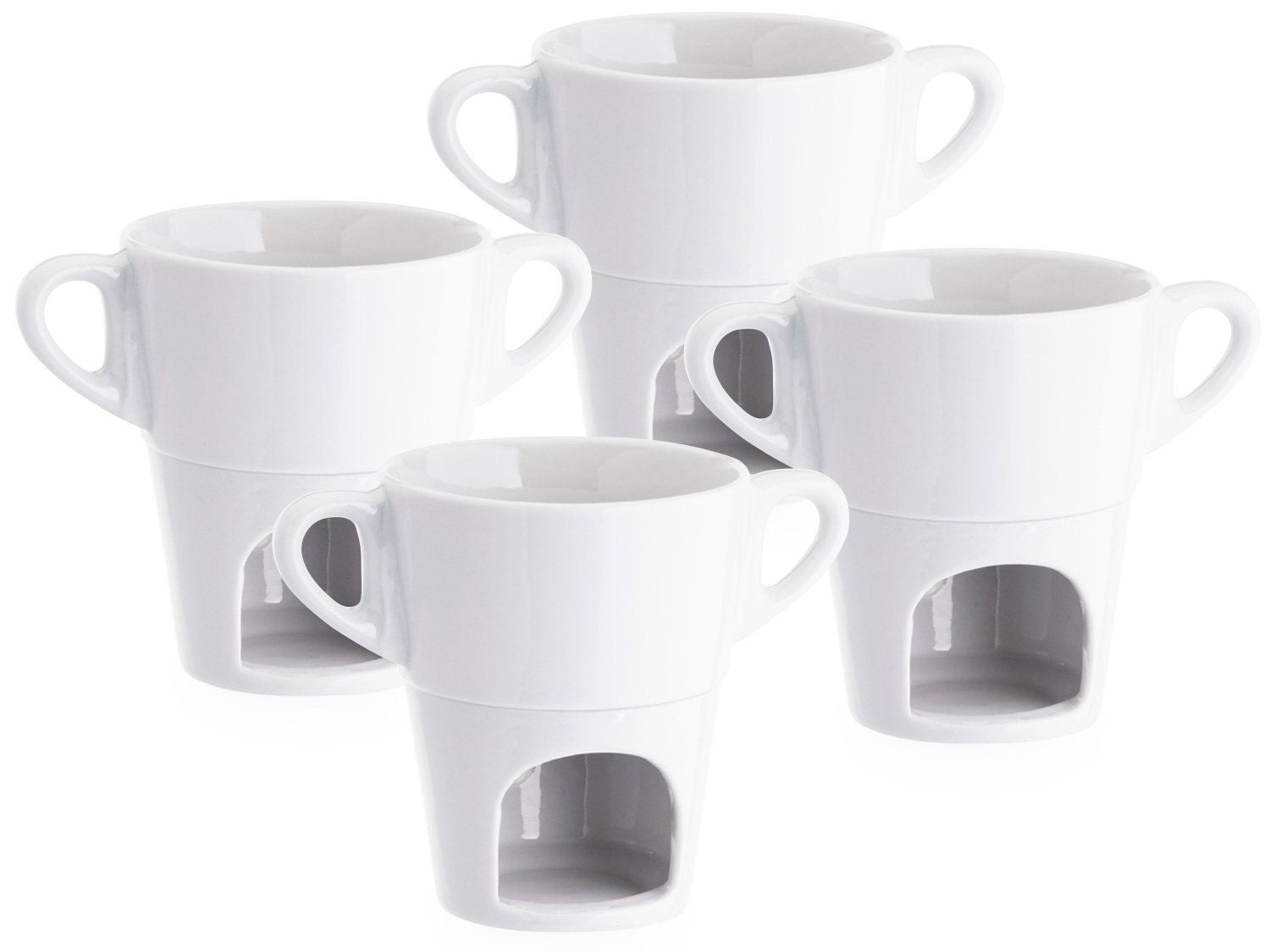 Kit 4 fondue individual de porcelana 250 ml | MadeiraMadeira