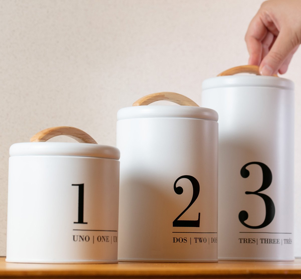 Conjunto Latas Brancas Porta Condimentos 123 Metalla Yoi | MadeiraMadeira