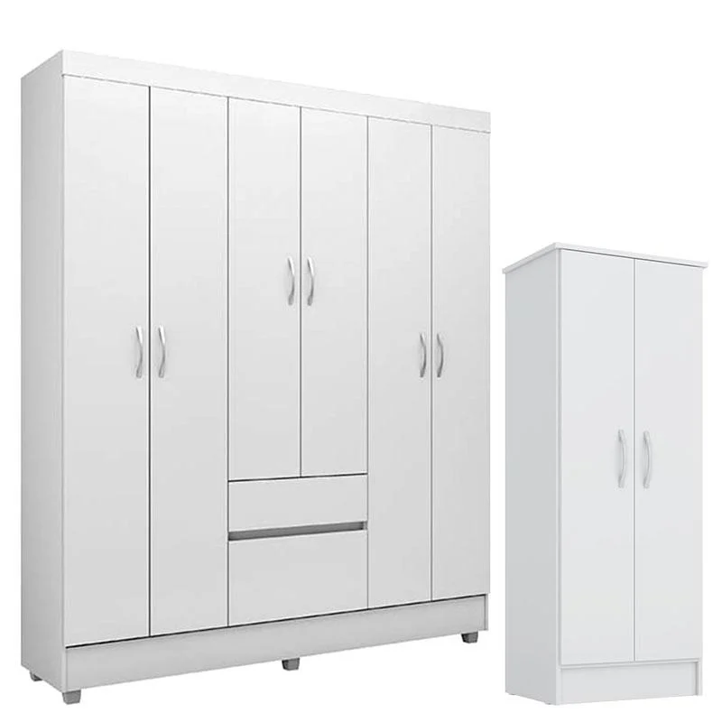 Guarda Roupa Flash 2 e Armário Multiuso Viena Branco Brilho - Demóbile ...