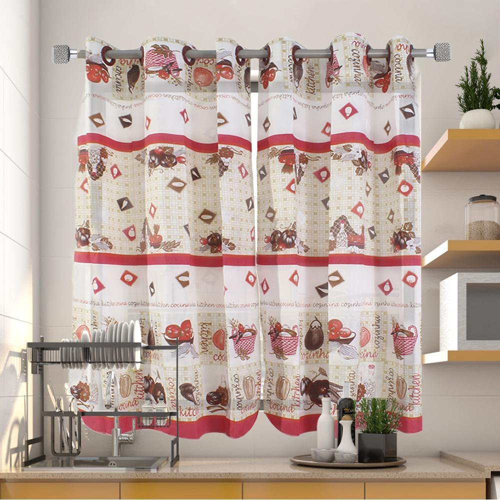 Cortina Cozinha Tec Std Home com Ilhós 180x120 cm Branco Kitchen ...