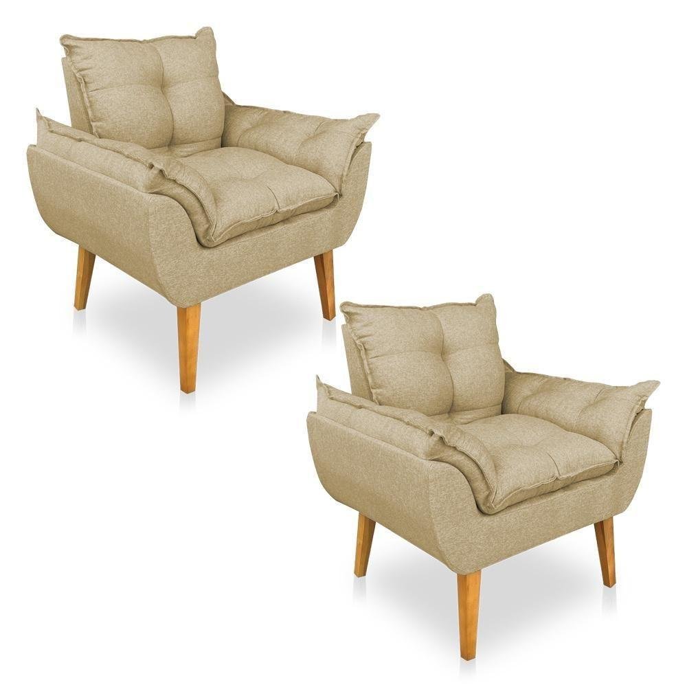 Kit 2 Poltronas Opala Decorativa Luxo Linho Dourado Sky Mobile ...