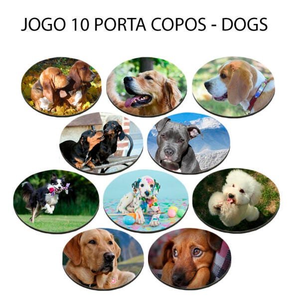Kit 10 Apoio para Copos Personalizado com o Cãozinho Presente Redondo ...