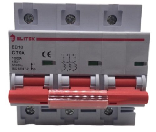 Disjuntor Tripolar 70A 3P curva C 10kA Elitek | MadeiraMadeira