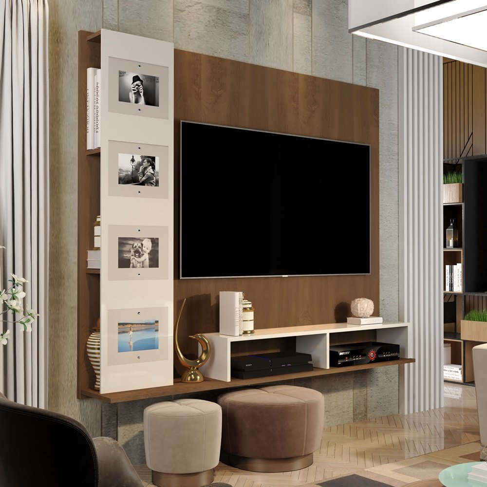 Painel Estrela TV 50" Sala Quarto Freijó Off White Germai | MadeiraMadeira