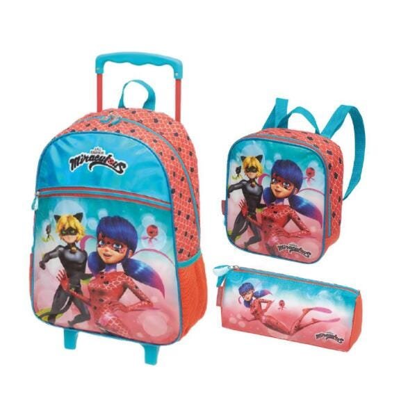 Kit Infantil Miraculous Acqua- Mochilete, Lancheira E Estojo ...