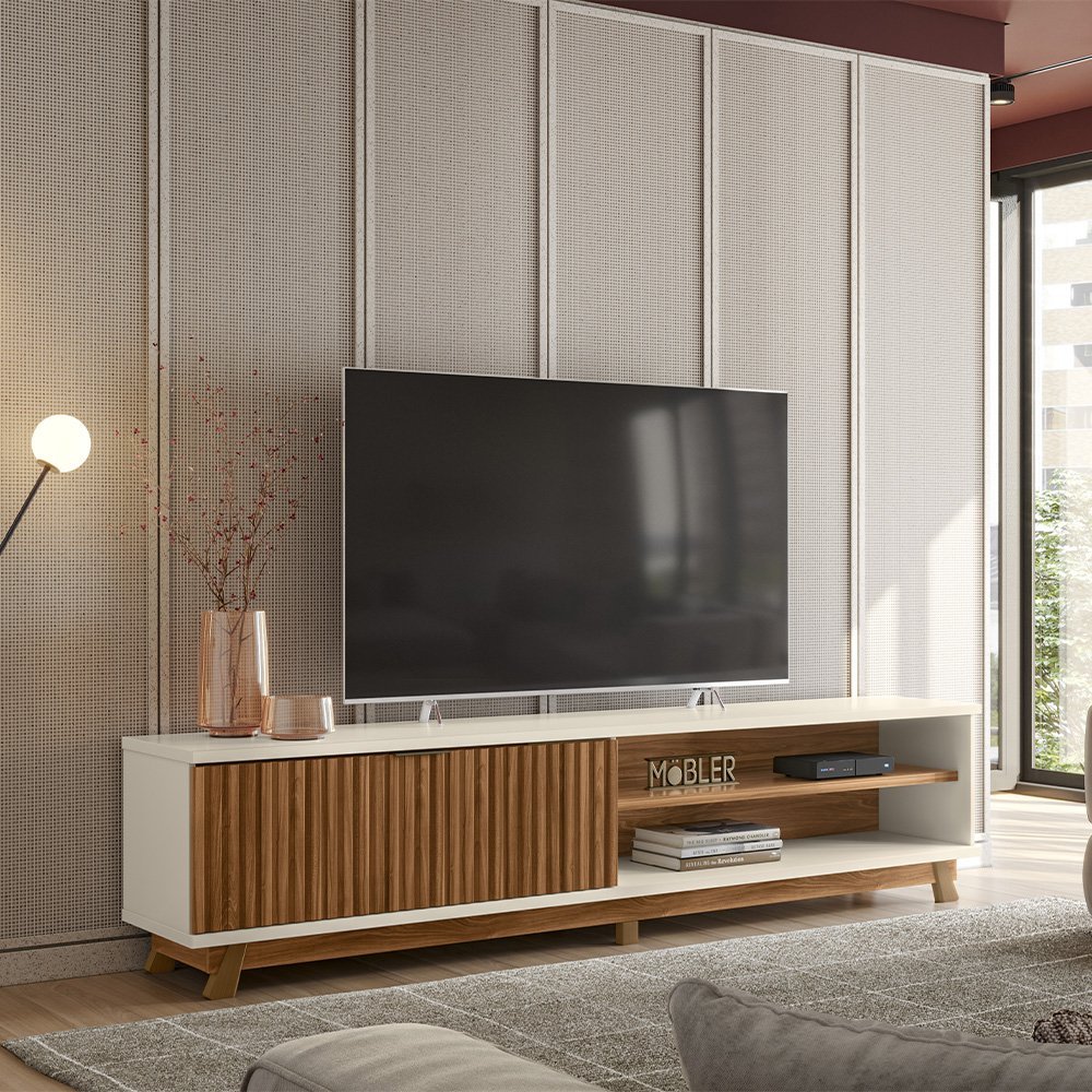 Rack Bancada Para TV até 75 Polegadas 01 Porta Giovana 210cm Cinamomo ...