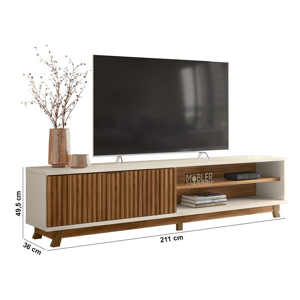 Rack Bancada Para TV até 75 Polegadas 01 Porta Giovana 210cm Cinamomo ...